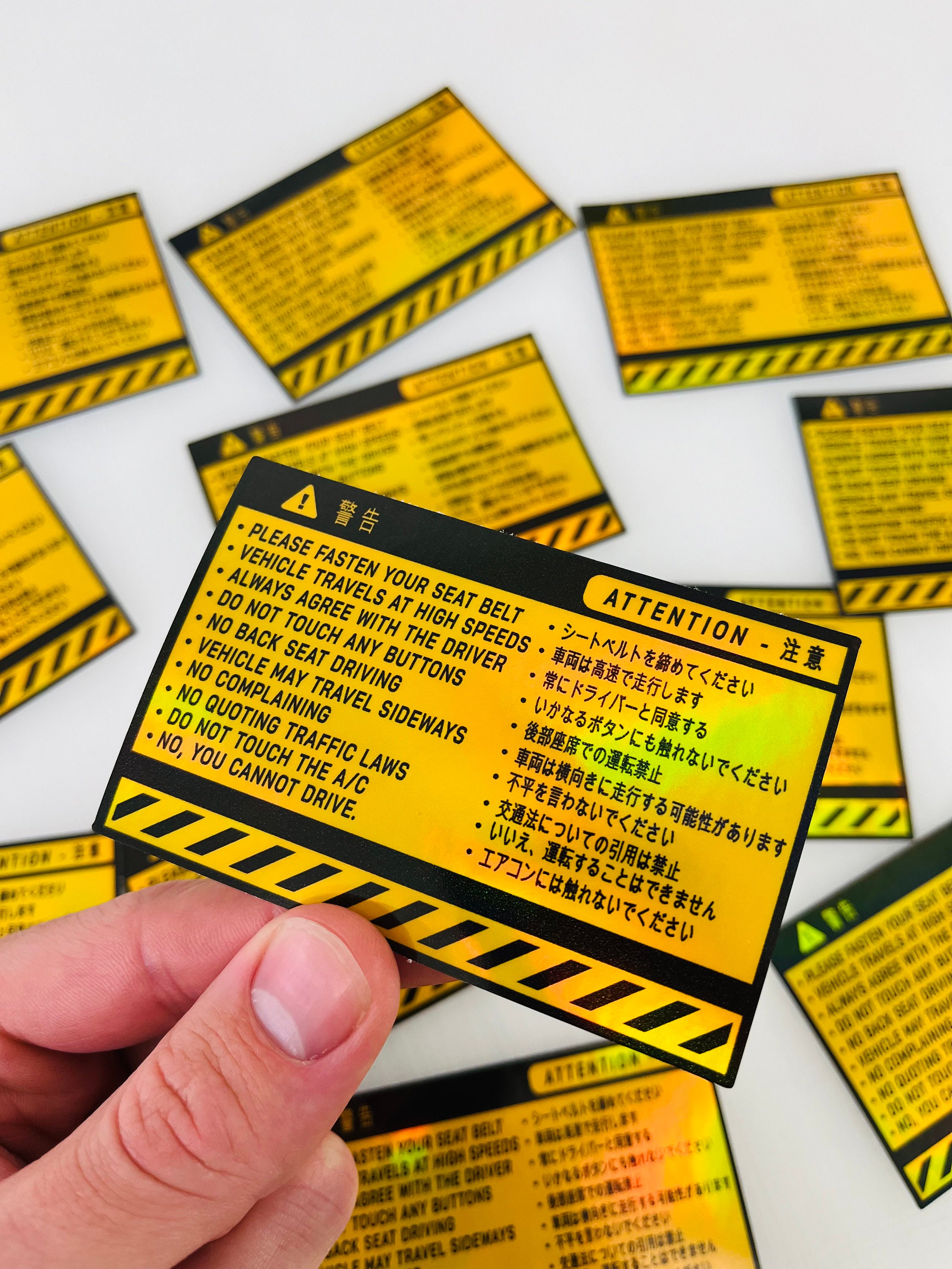 Holographic Warning JDM Sticker JDM Car Sticker Vinyl Decal Car Sticker ...