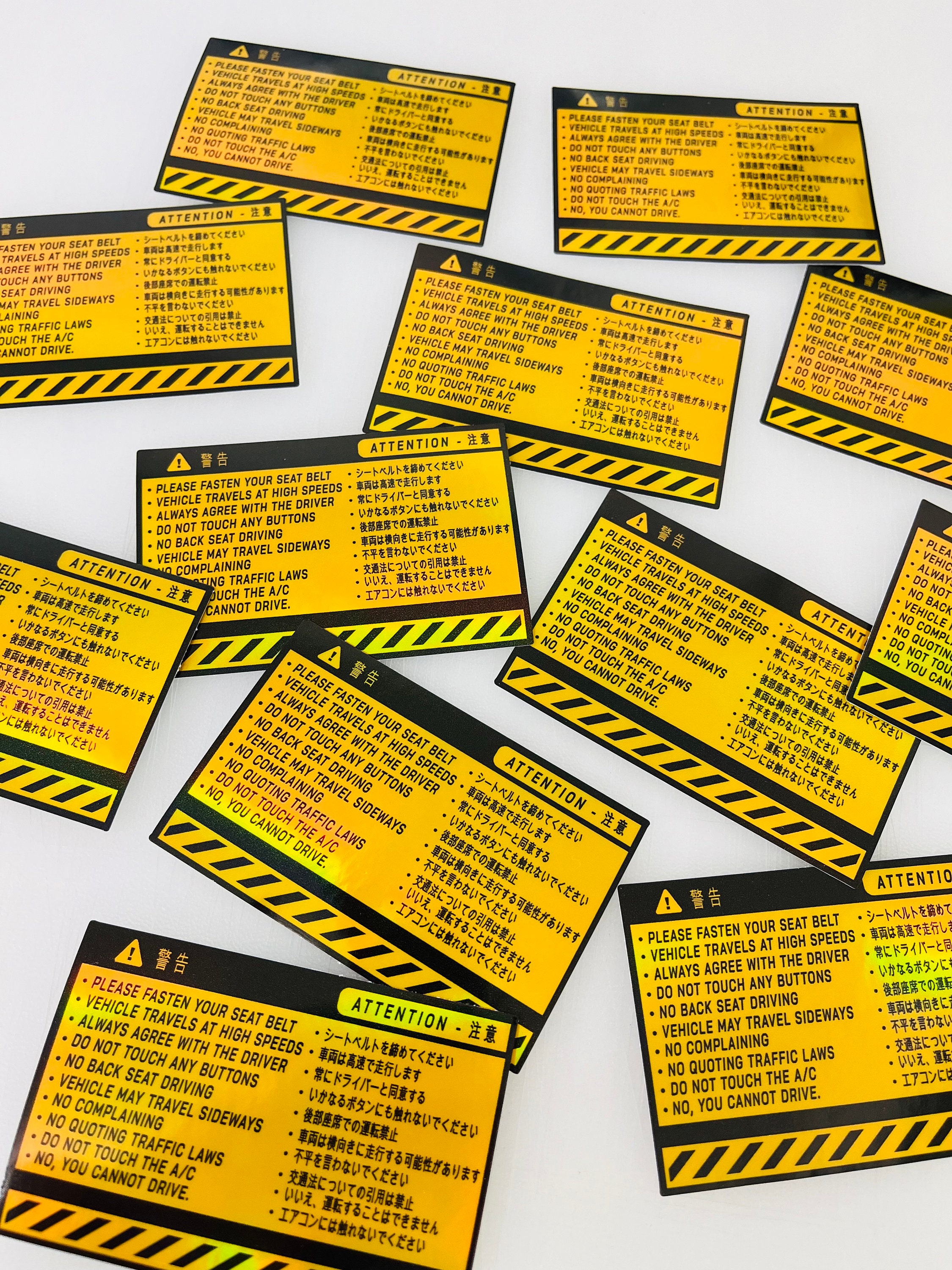 Holographic Warning JDM Sticker JDM Car Sticker Vinyl Decal Car Sticker ...