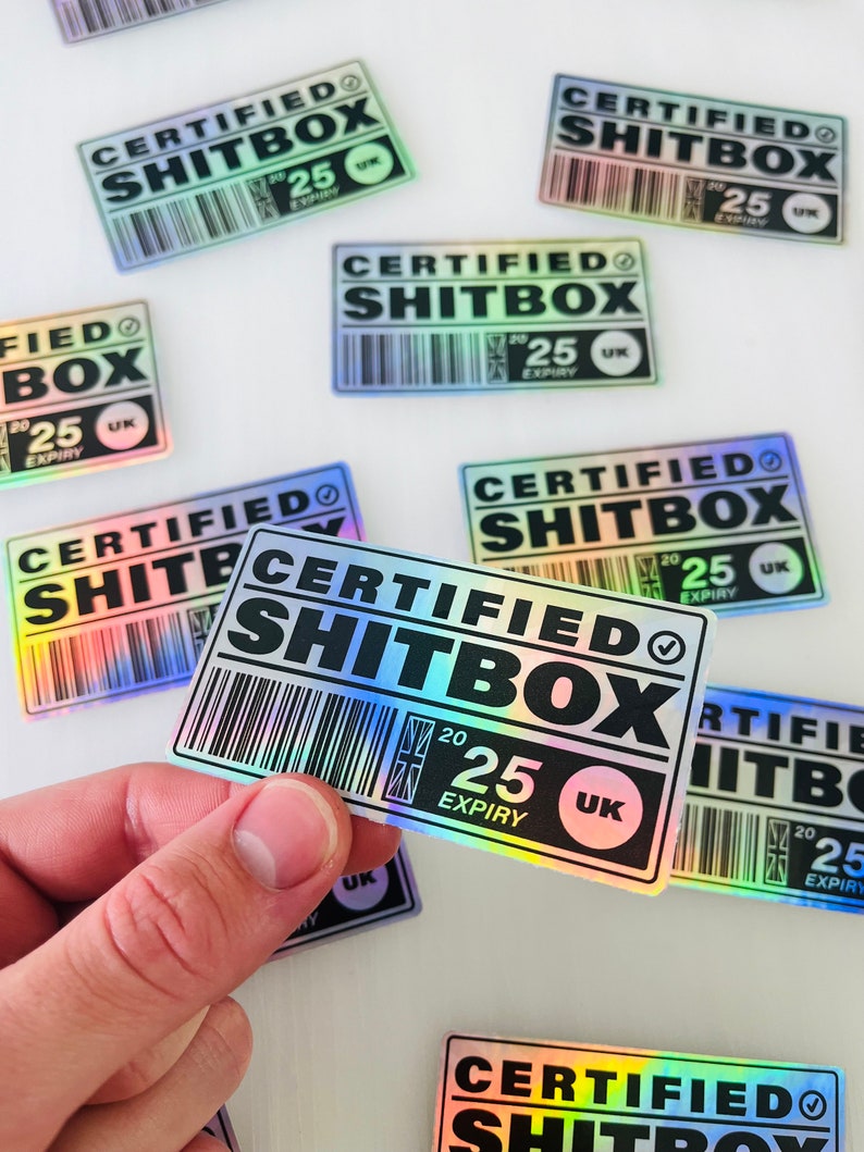 Holographic Certified Shitbox Street Racing Permit Sticker UK | JDM Car ...