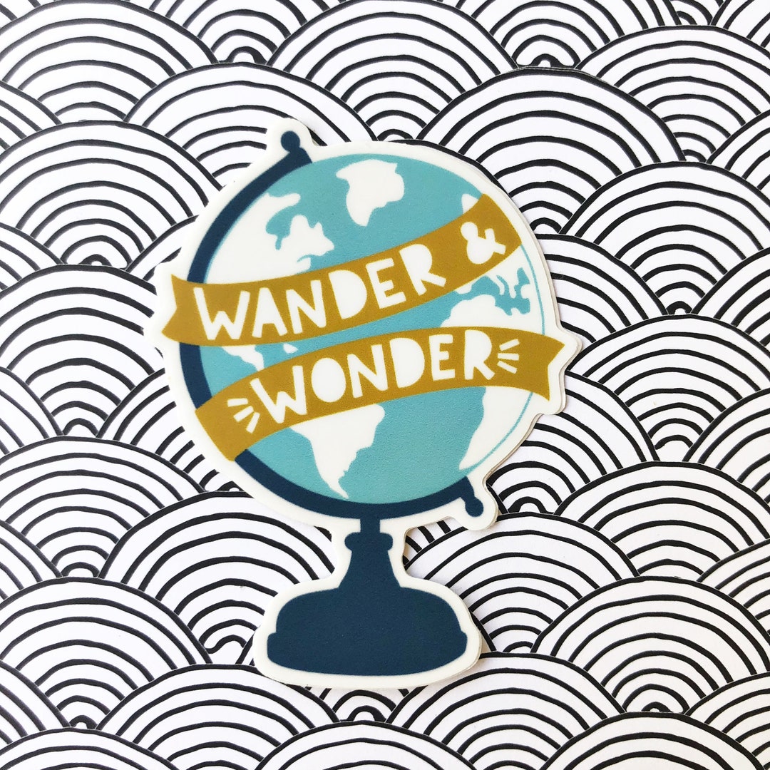Wander & Wonder vintage Globe Waterproof Vinyl Sticker - Etsy
