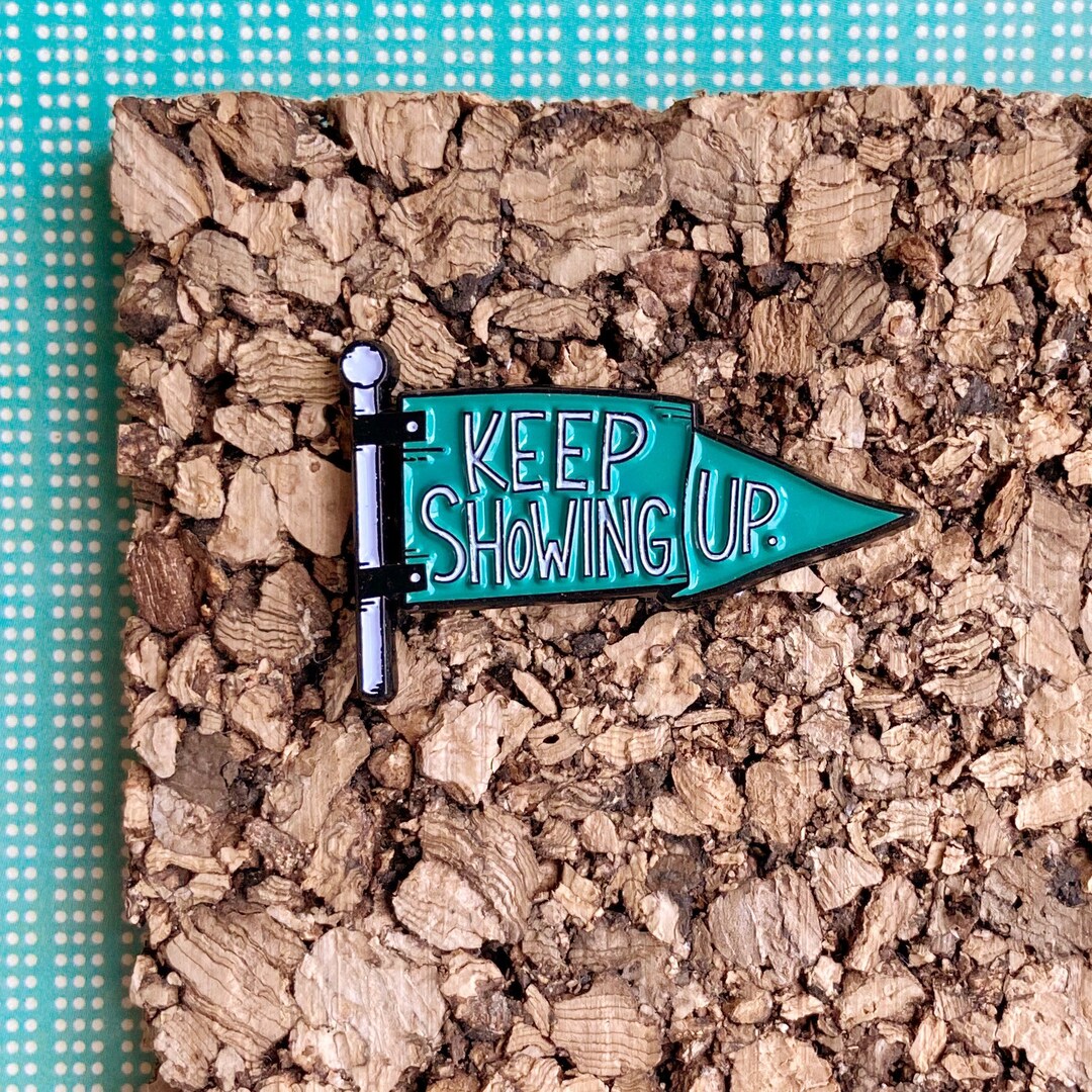 Keep Showing up Happy Folk Art Style Enamel Pin - Etsy