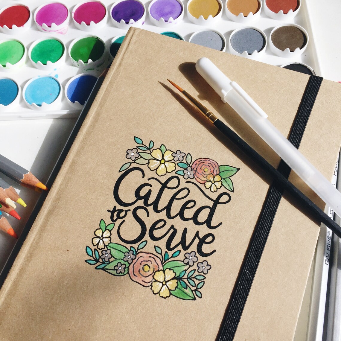 Hand-drawn journal with colorable cover | Etsy