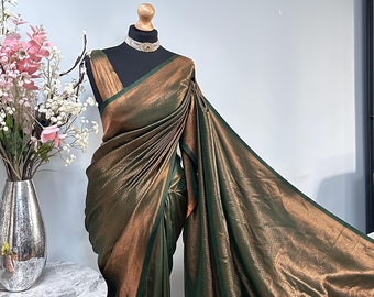 Gorgeous Mint Pastel Shade Soft Silk Saree With Copper Border Perfect ...