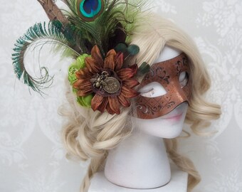 Masquerade Mask Blue Dance Costume Mask Peacock Dance