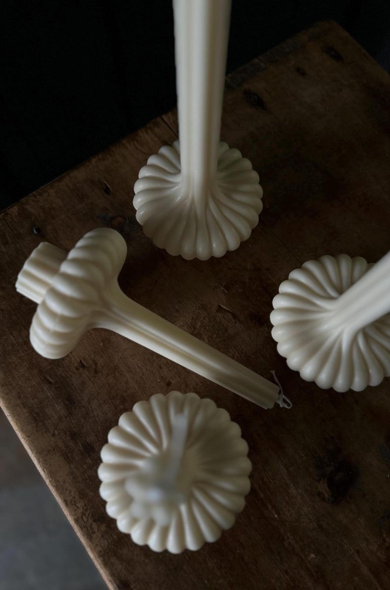 Large Ribbed Pillar Candle, Tall Pillar Candle, Ribbed Sculptural ...