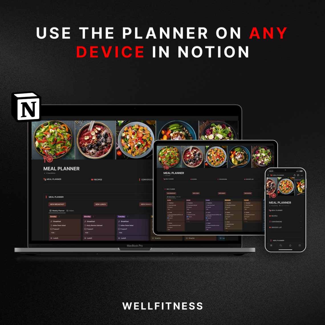 Notion Meal Planner, Notion Template, Notion Recipe Book, Notion ...