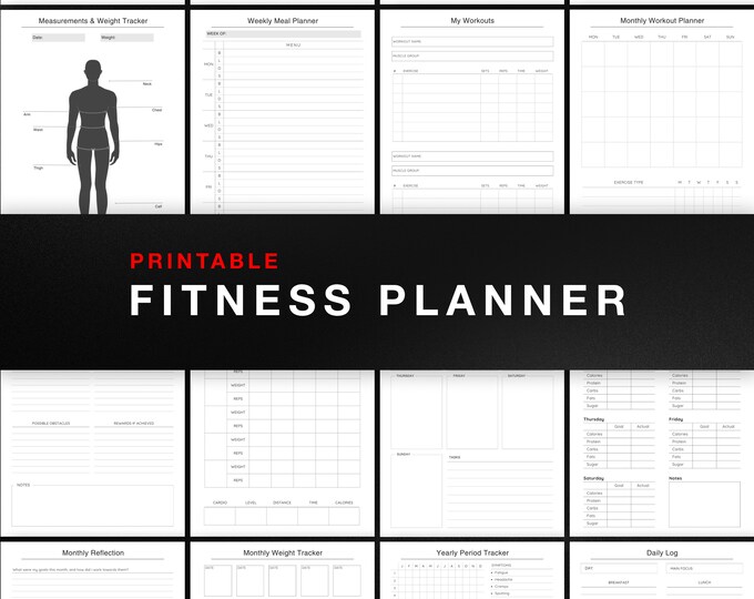 Printable Fitness Planner, Printable Workout Planner, Meal Planner ...