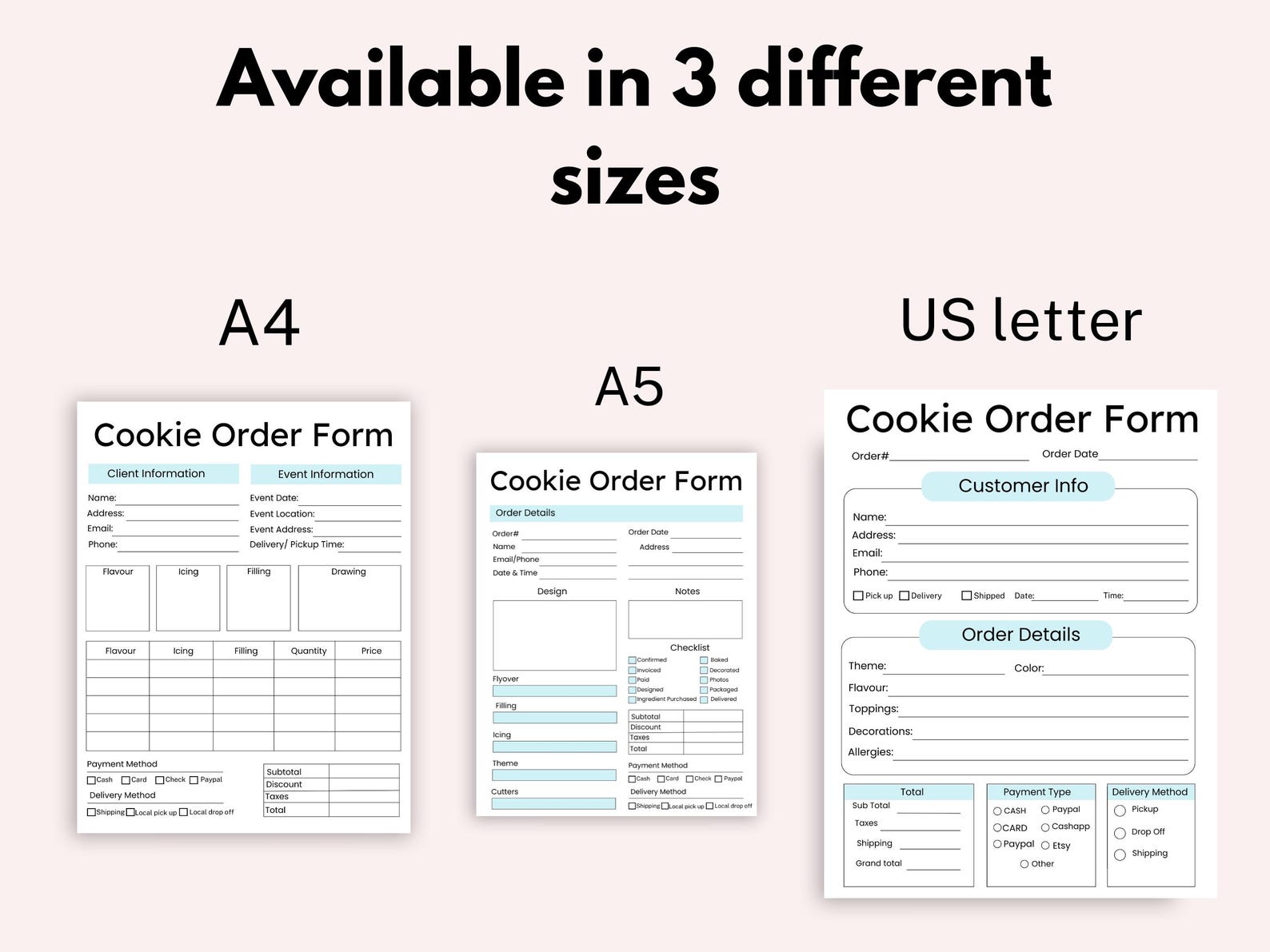 Cookie Order Form, Bakery Order Form, Cake Order Form, Custom Order ...