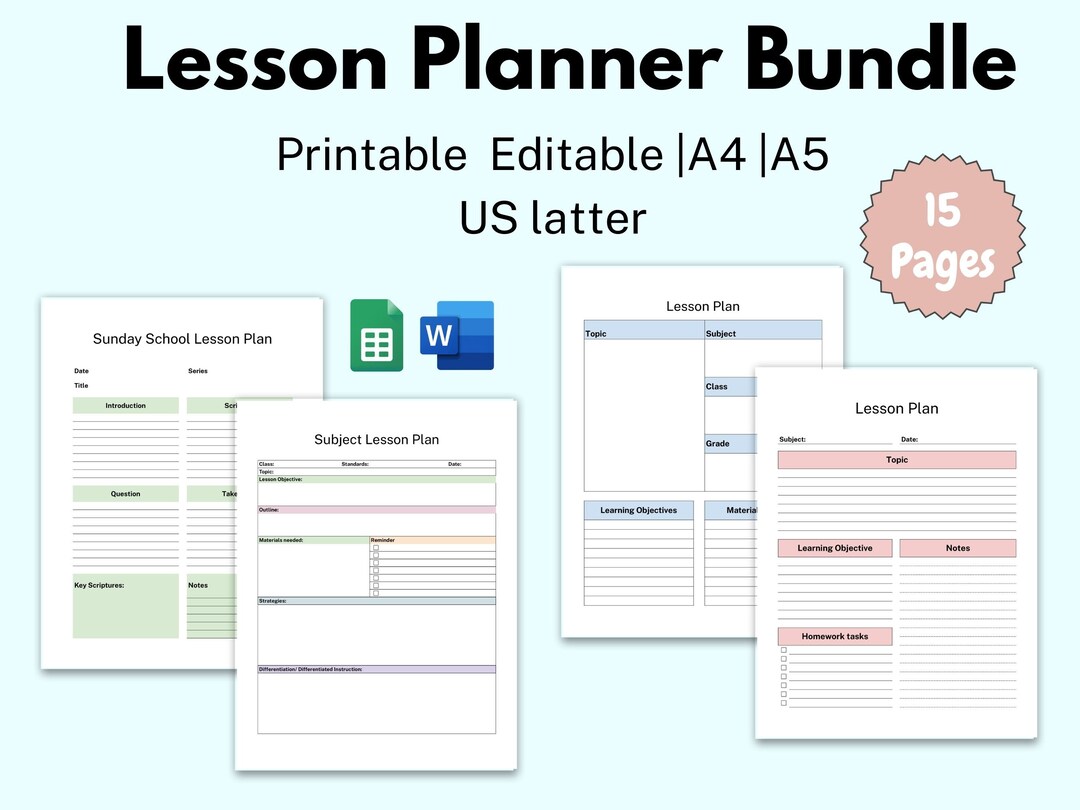 Weekly Lesson Plan Template, Lesson Planner Bundle, Lesson Plan Book ...