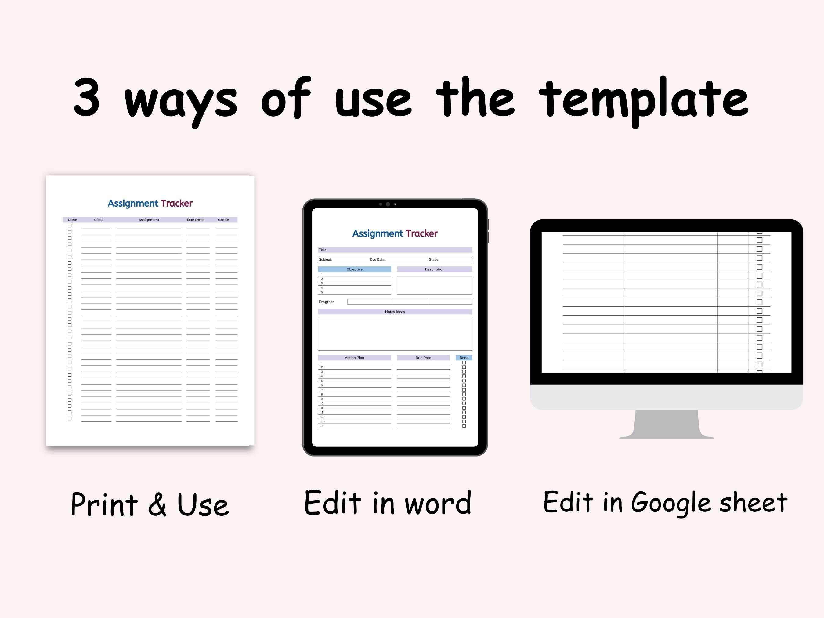 Assignment Tracker Printable, Grade Tracker, ADHD Student Assignment ...