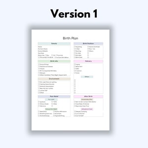 EDITABLE Birth Plan, Printable Birth Plan Template, Birth Preference ...