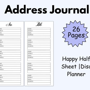 Address Book Printable Contact List, Contact Tracker, Password Book ...