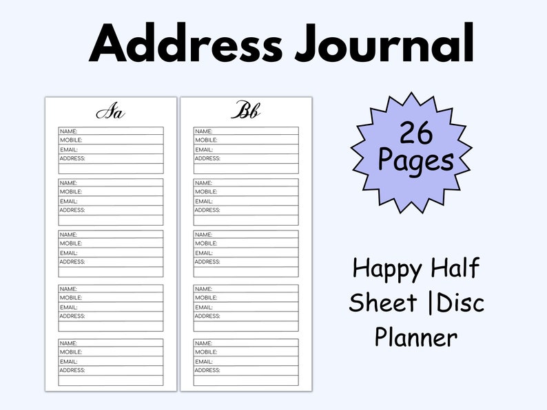 Address Book Printable Contact List, Contact Tracker, Password Book ...