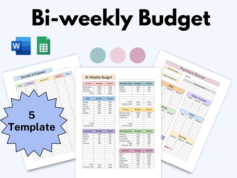 EDITABLE Biweekly Fortnightly Budget Planner, Printable Bi Weekly ...
