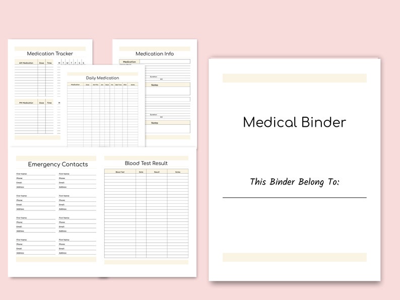 Medical Log, Medical Binder, Medical Planner Bundle Printable, Medical ...