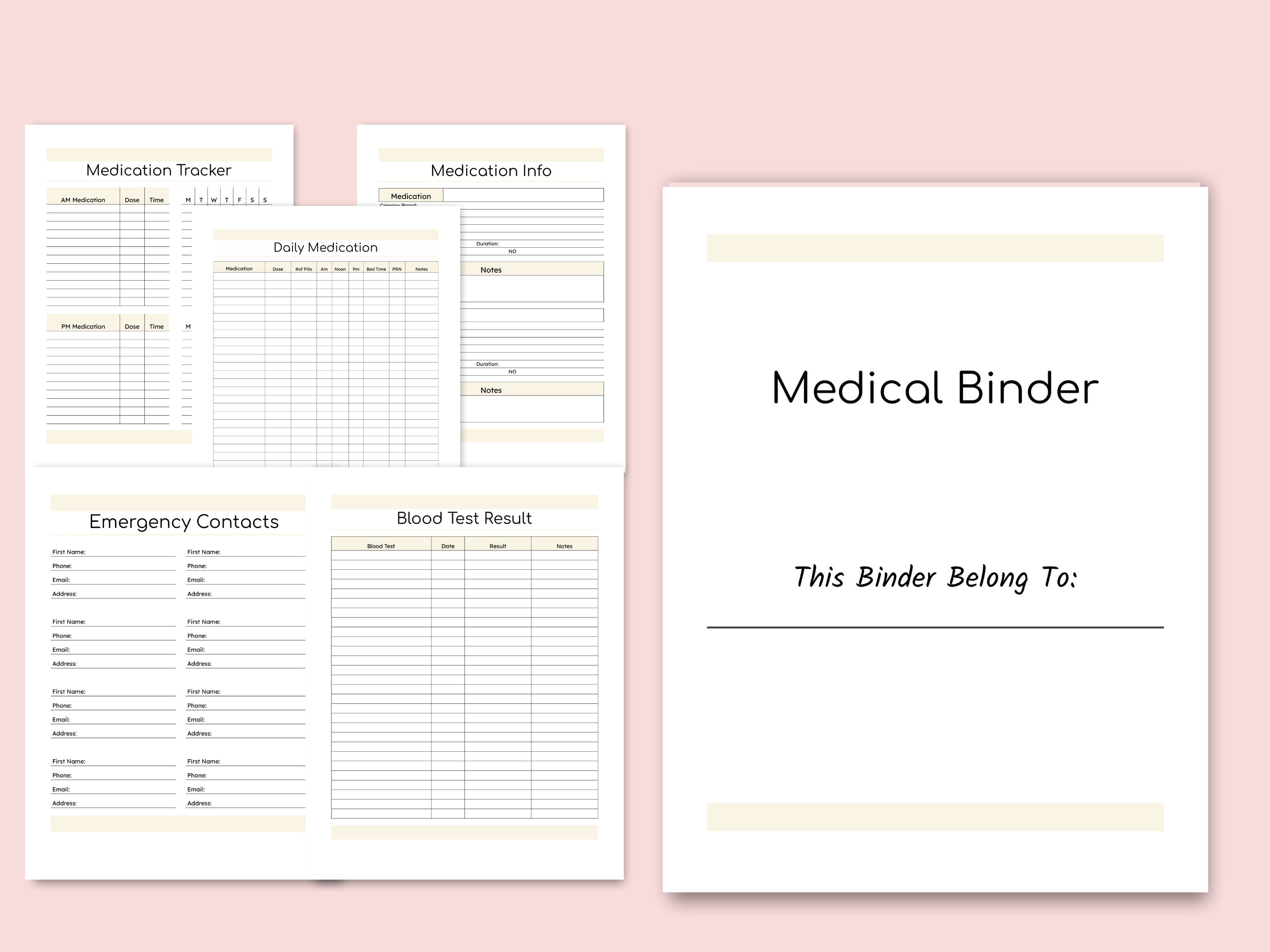 Medical Log, Medical Binder, Medical Planner Bundle Printable, Medical ...