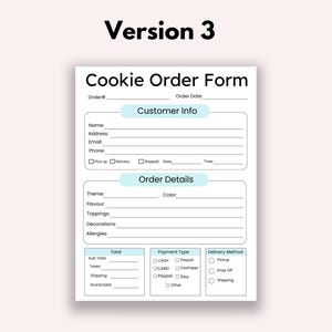 Cookie Order Form, Bakery Order Form, Cake Order Form, Cookies Order ...