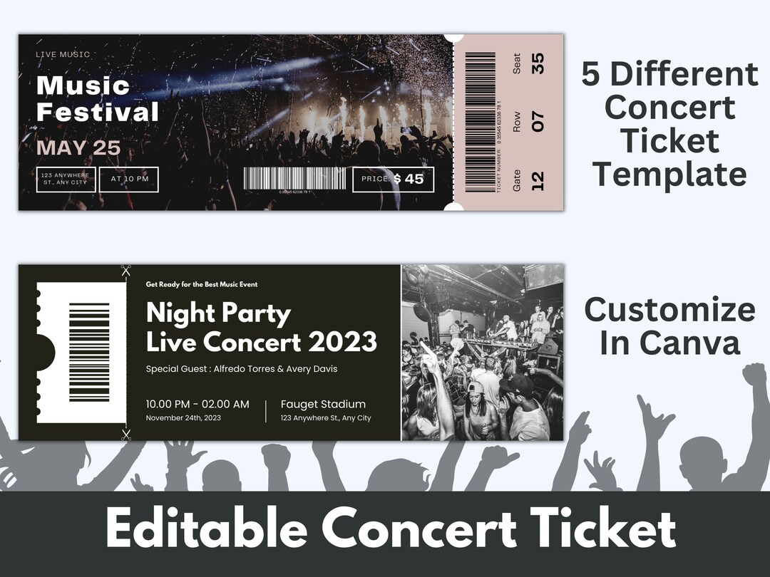 Editable Concert Ticket Template Gift, Custom Concert Ticket Gift ...
