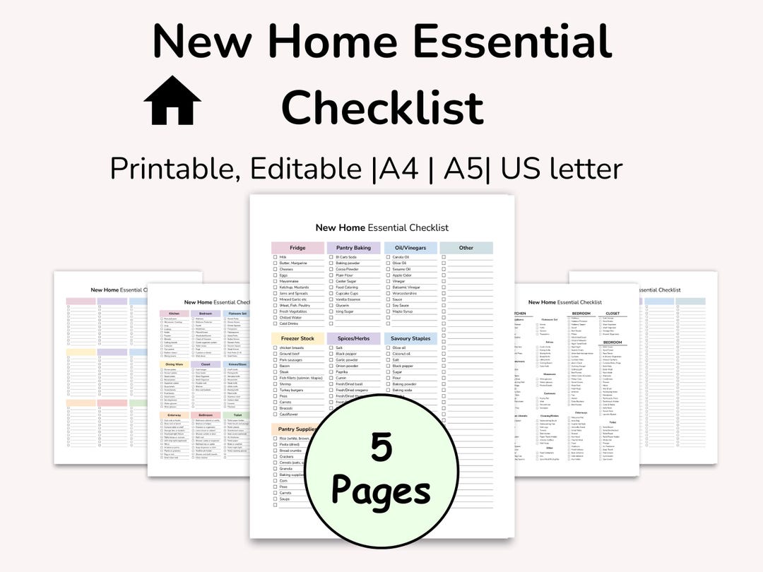 New Home Planner Printable, New Home Essentials Checklist, First Home ...