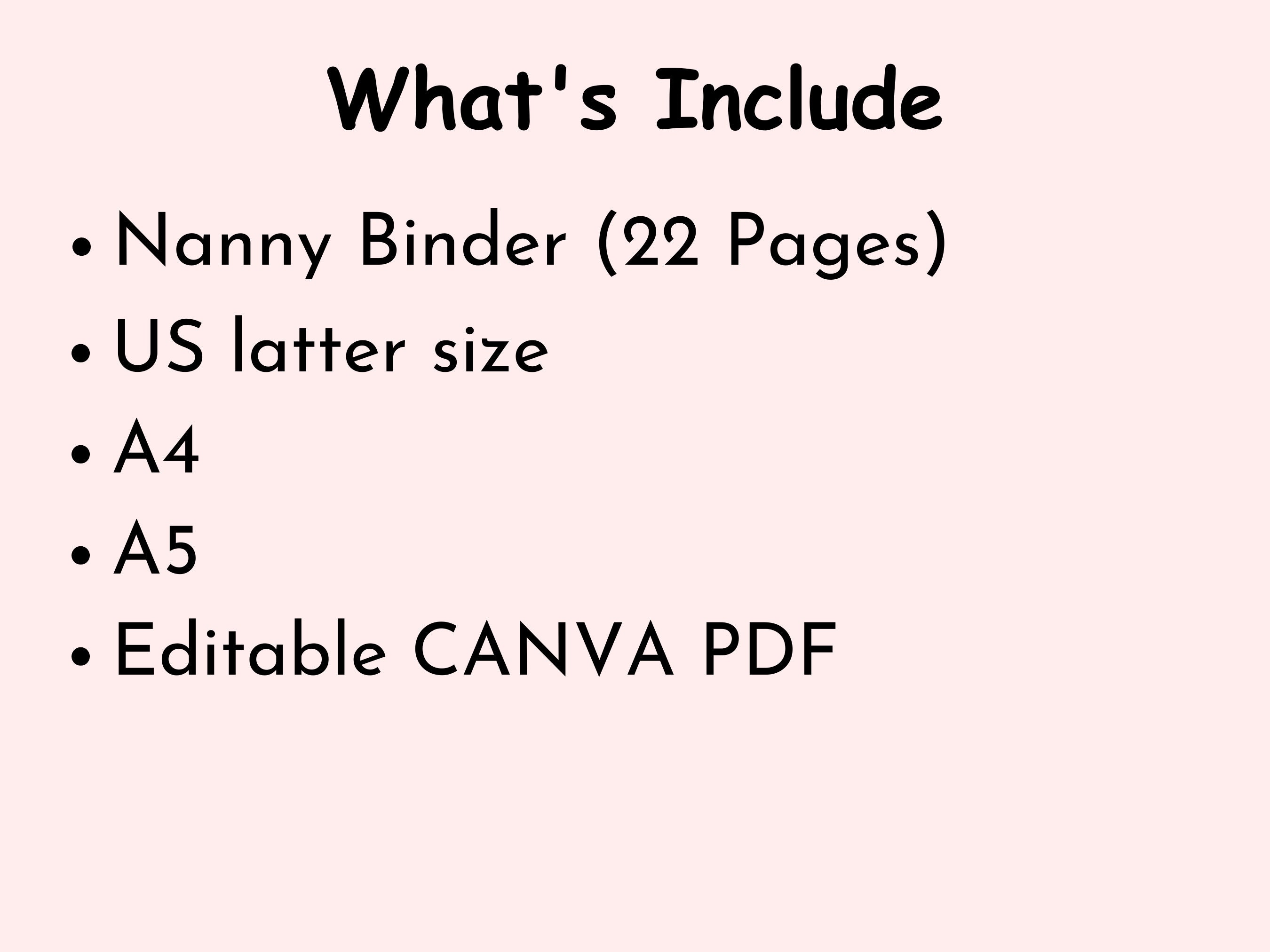 NANNY Binder Printable, Nanny Planner Template Bundle, Nanny Contract ...
