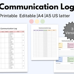 Communication Log Printable, Parent Communication Log, Call Log ...