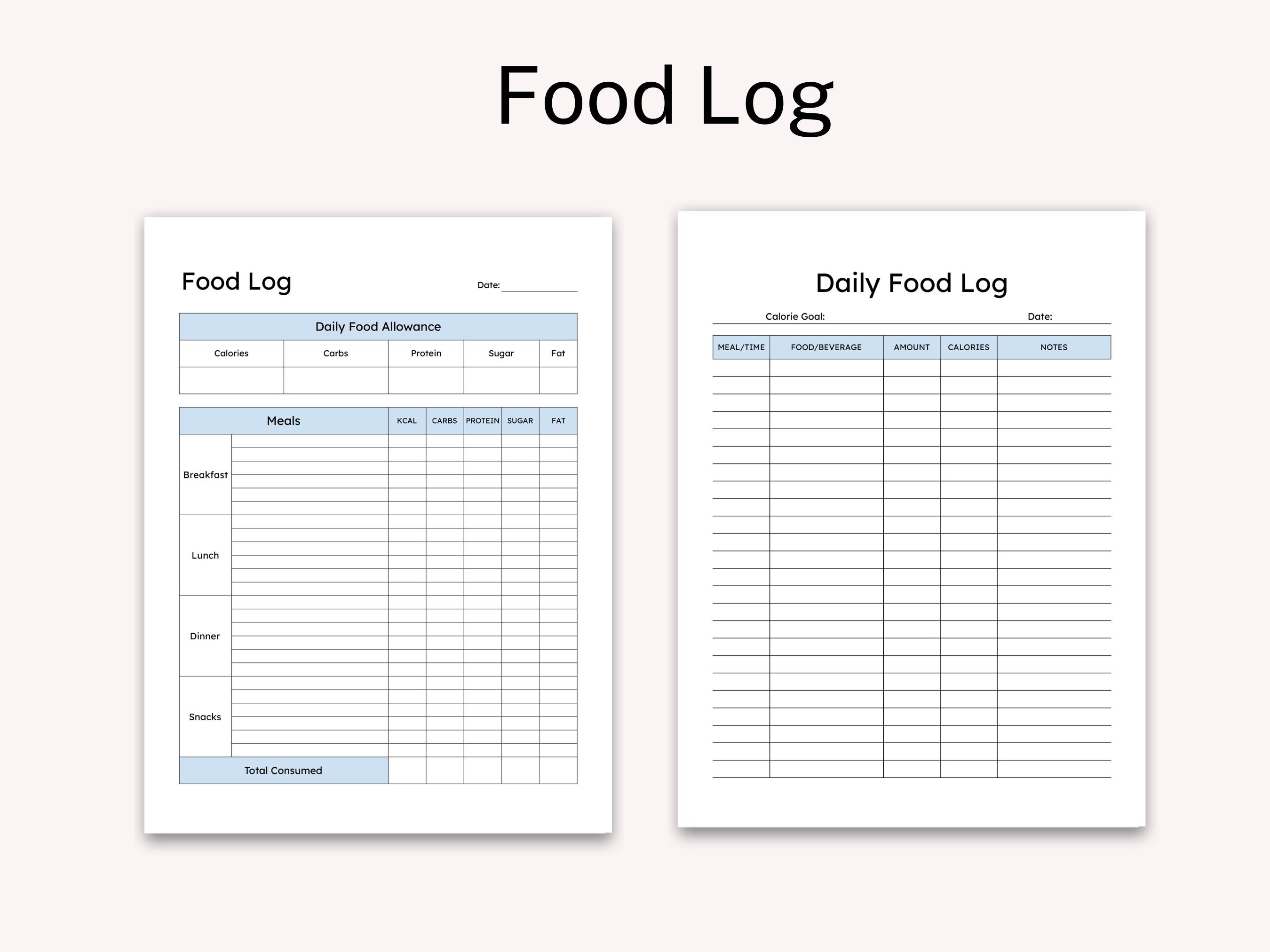 EDITABLE Daily Food Journal, PRINTABLE Daily Food Journal, Daily Food ...