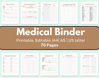 Medical Log, Medical Binder, Medical Planner Printable, Medical History ...