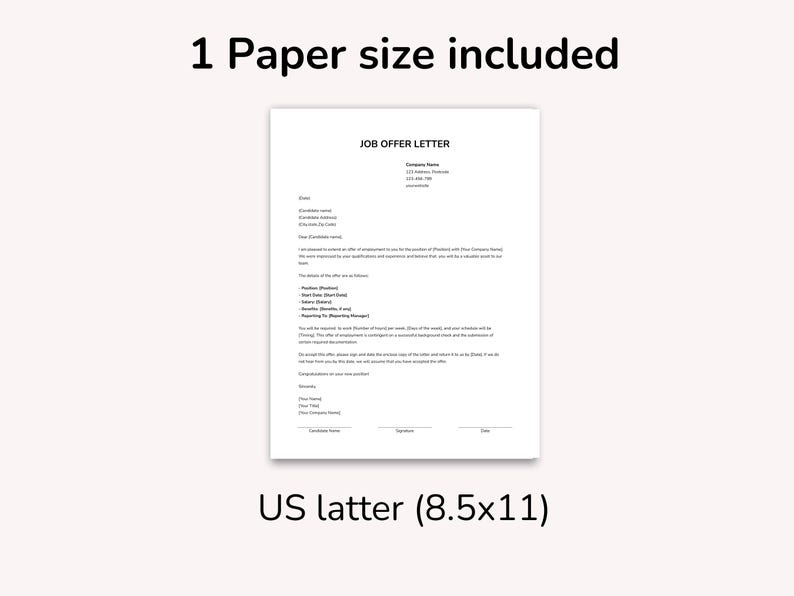 Job Offer Letter Google Docs/ms Word Template, Employment Offer Letter ...