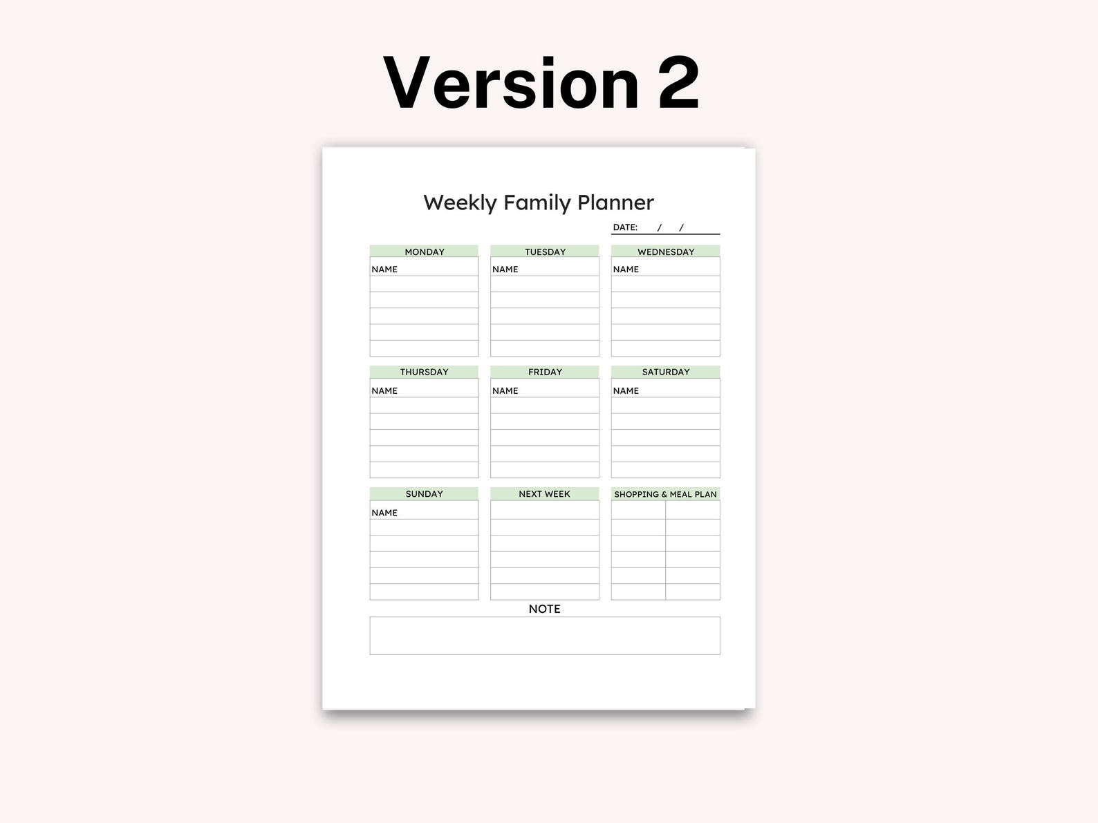 Weekly Family Planner Printable, Family Organizer, Family Daily Planner ...