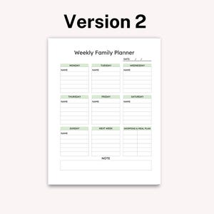 Weekly Family Planner Printable, Family Organizer, Family Daily Planner ...