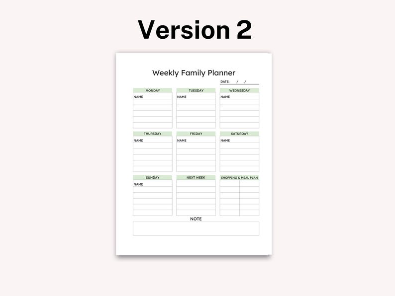 Weekly Family Planner Printable, Family Organizer, Family Daily Planner ...