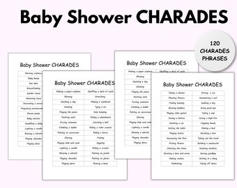 Charades, Baby Shower Charades Game, Babyshower Games, Charades for ...