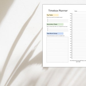 Timebox Planner Printable, Time Boxing Template, Time Tracker Editable ...