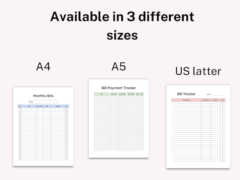 EDITABLE Bill Tracker Planner Printable, Bill Payment Checklist, Bill ...