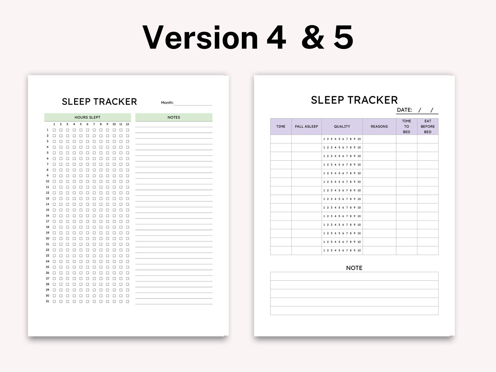 Sleep Tracker Printable Template, Monthly Sleep Log, Sleep Log AM PM ...