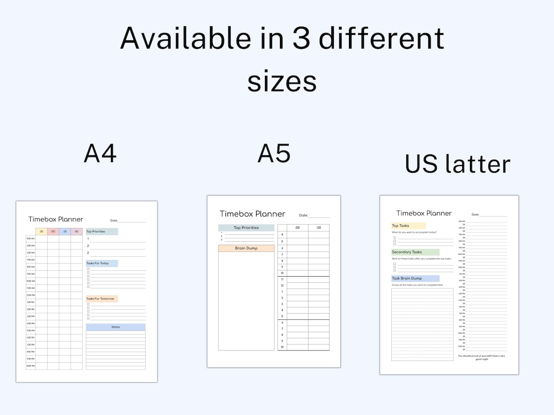 Timebox Planner Printable, Time Boxing Template, Time Tracker Editable ...