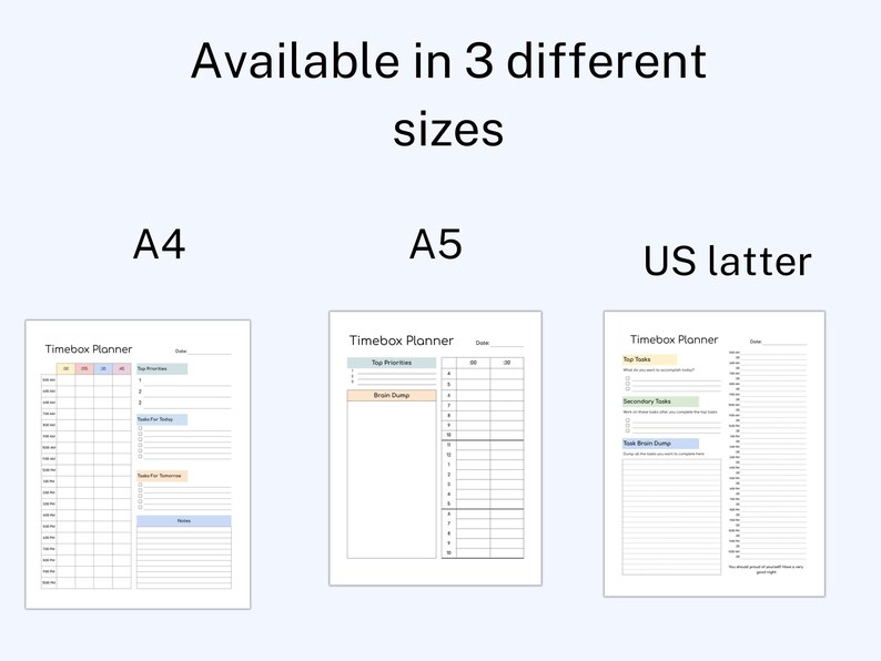 Timebox Planner Printable, Time Boxing Template, Time Tracker Editable ...
