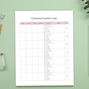 Communication Log Printable, Parent Communication Log, Call Log ...