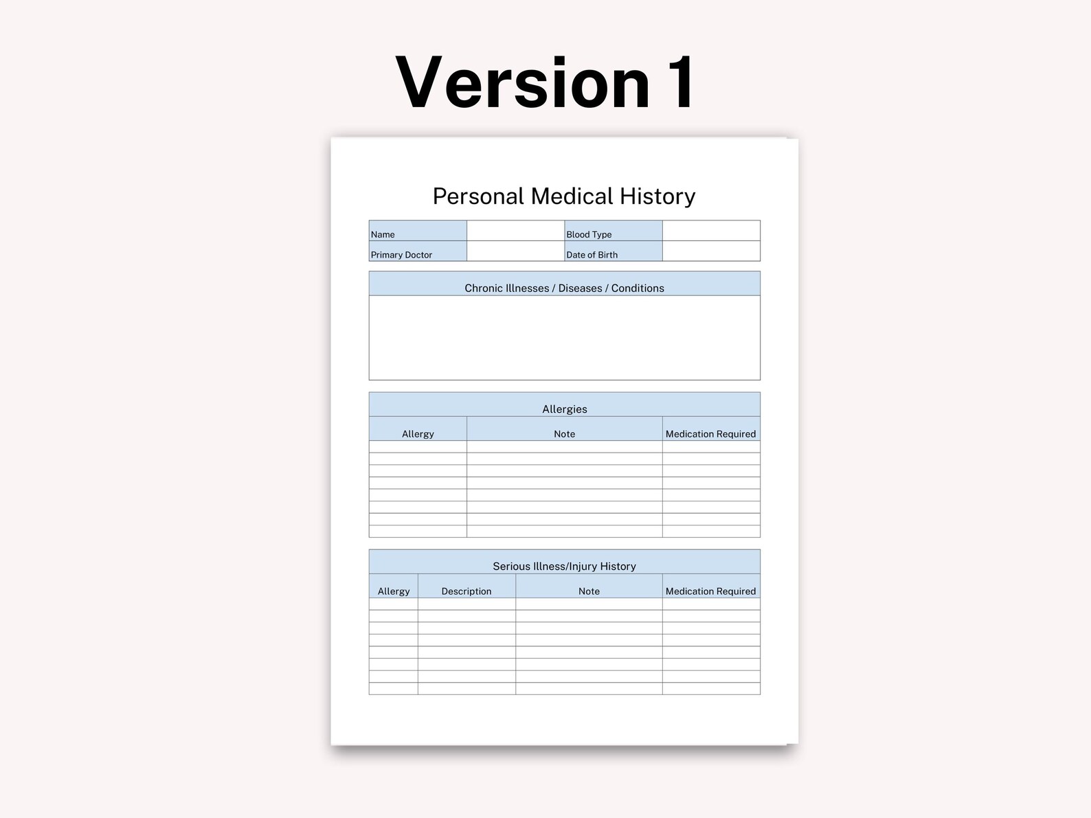 Medical History Form, Medical Log, Medical Forms Printable, Medical ...