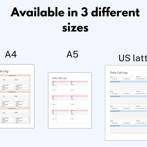 Printable Daily Call Log, Communication Log, Call Back Tracker, Missed ...
