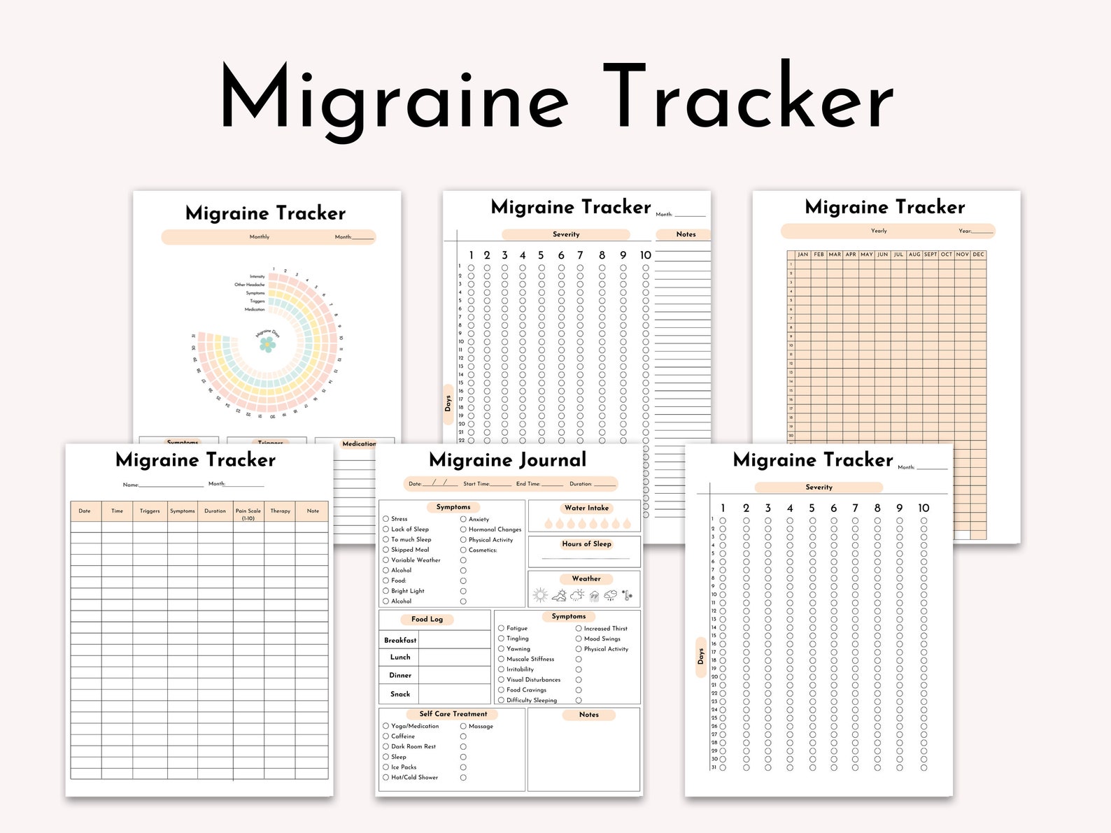 Migraine Tracker, Printable Headache Journal, Headache Log, Medical ...
