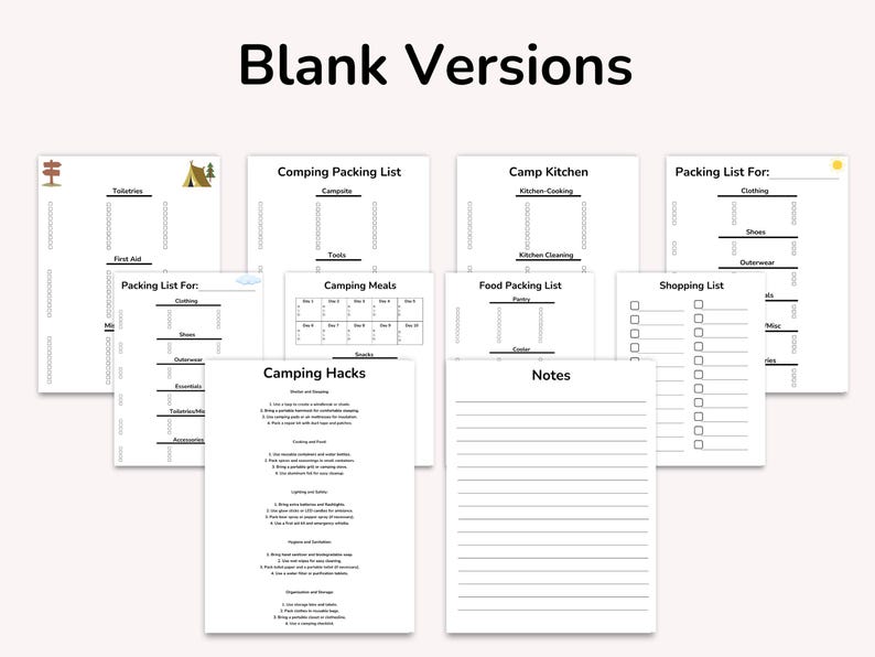 Camping Packing List Printable, Camping Checklist PDF, Editable Travel ...