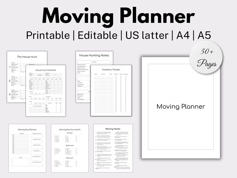 Moving Checklist, Moving Planner, Moving Binder, Moving List, Moving ...