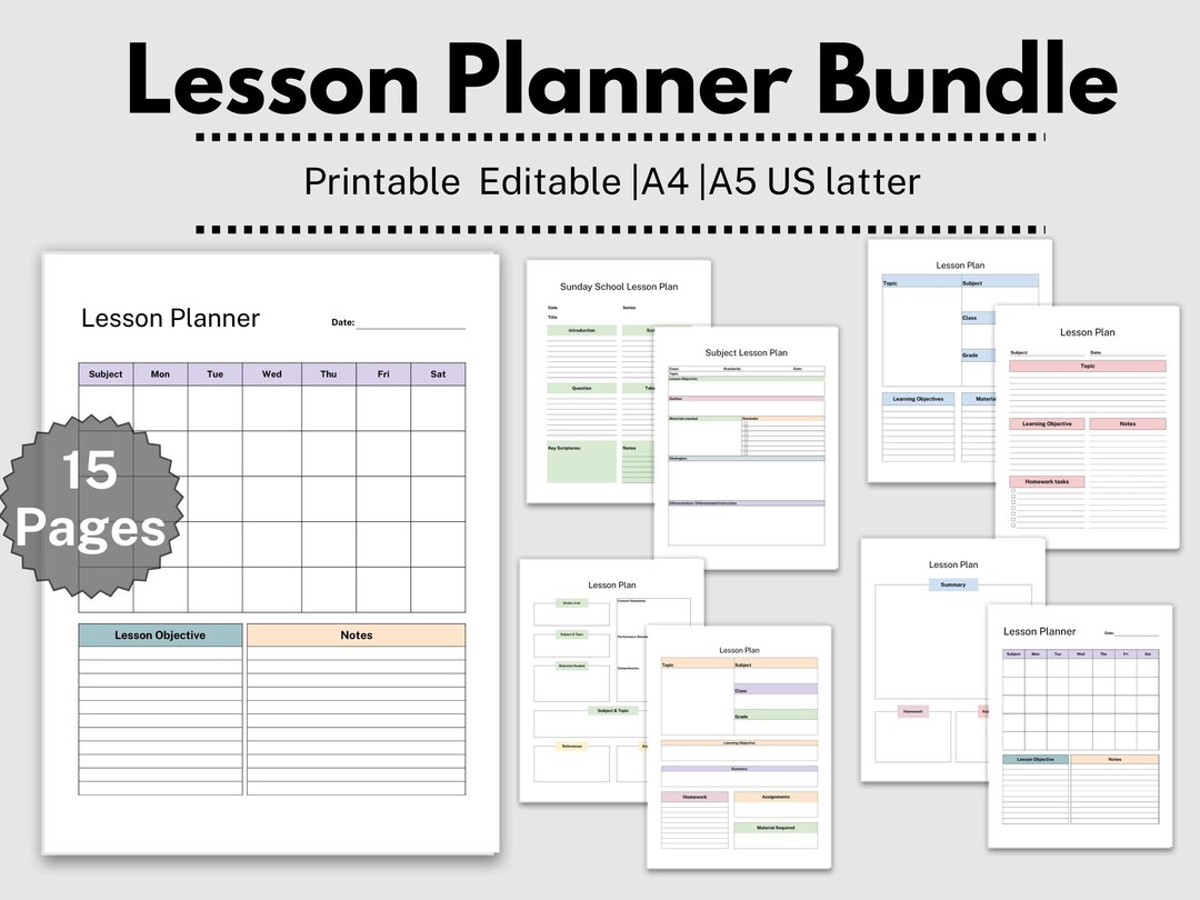 Weekly Lesson Plan Template, Lesson Planner Bundle, Lesson Plan Book ...