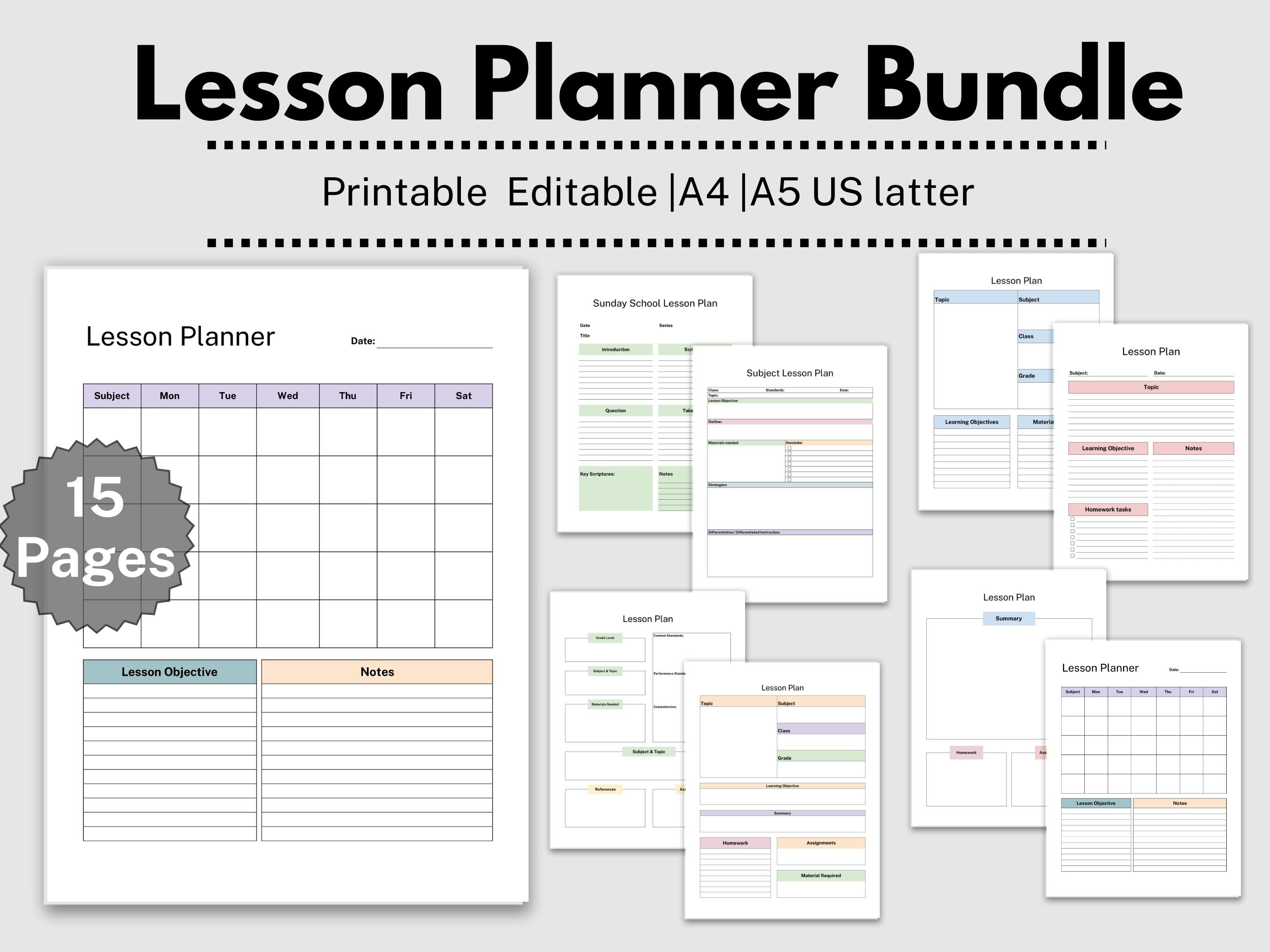Weekly Lesson Plan Template, Lesson Planner Bundle, Lesson Plan Book ...