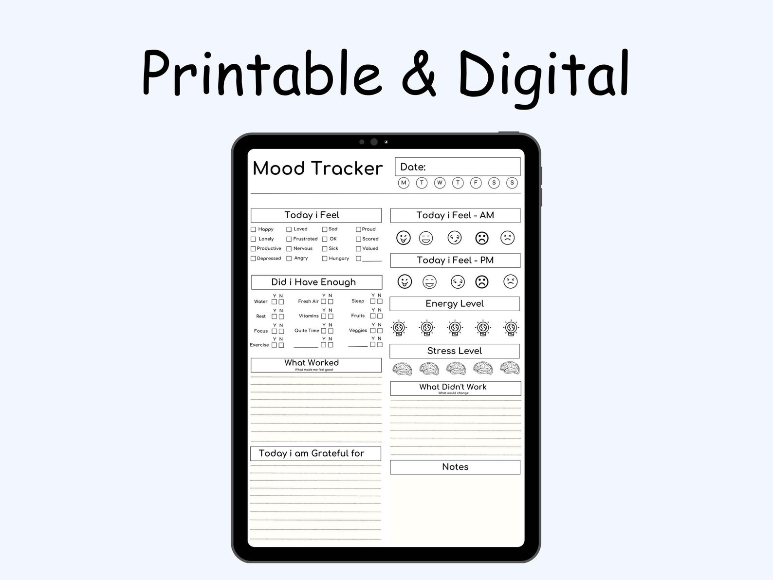 Daily Mood Tracker Journal Template, Daily Mood Tracker Printable ...