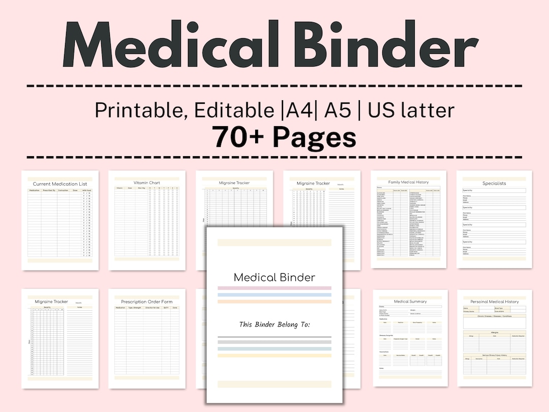 Medical Log, Medical Binder, Medical Planner Bundle Printable, Medical ...