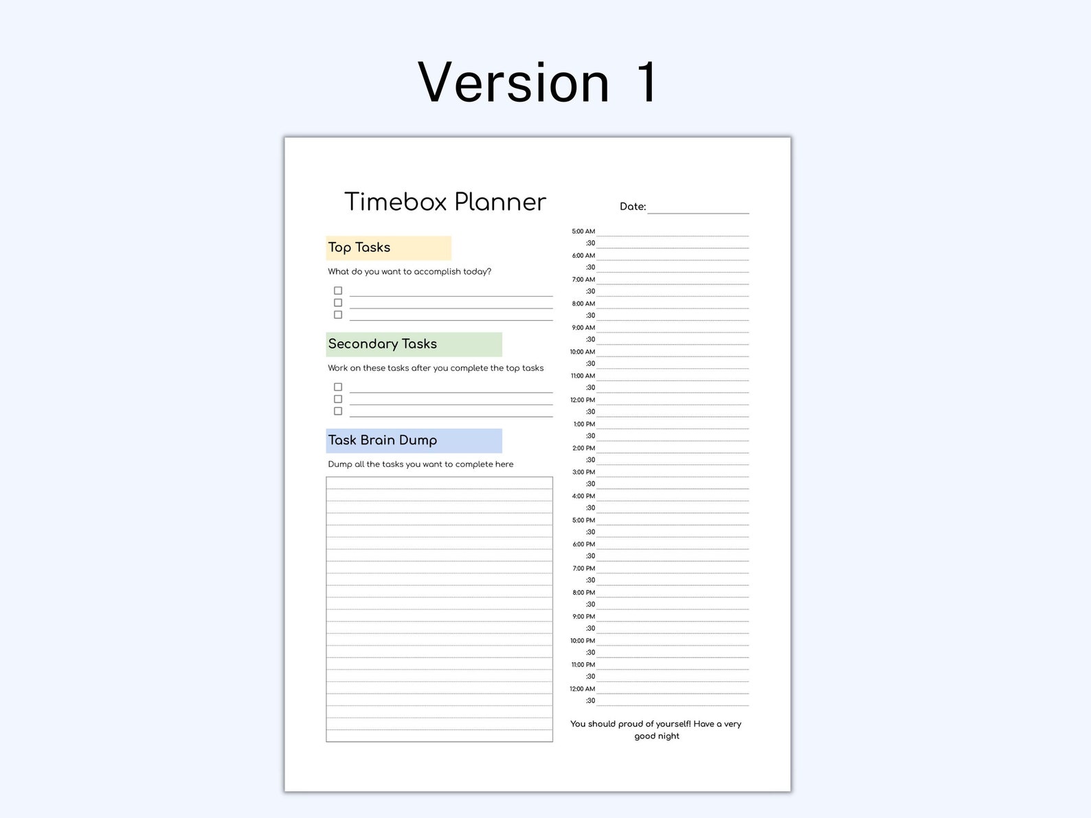 Timebox Planner Printable, Time Boxing Template, Time Tracker Editable ...