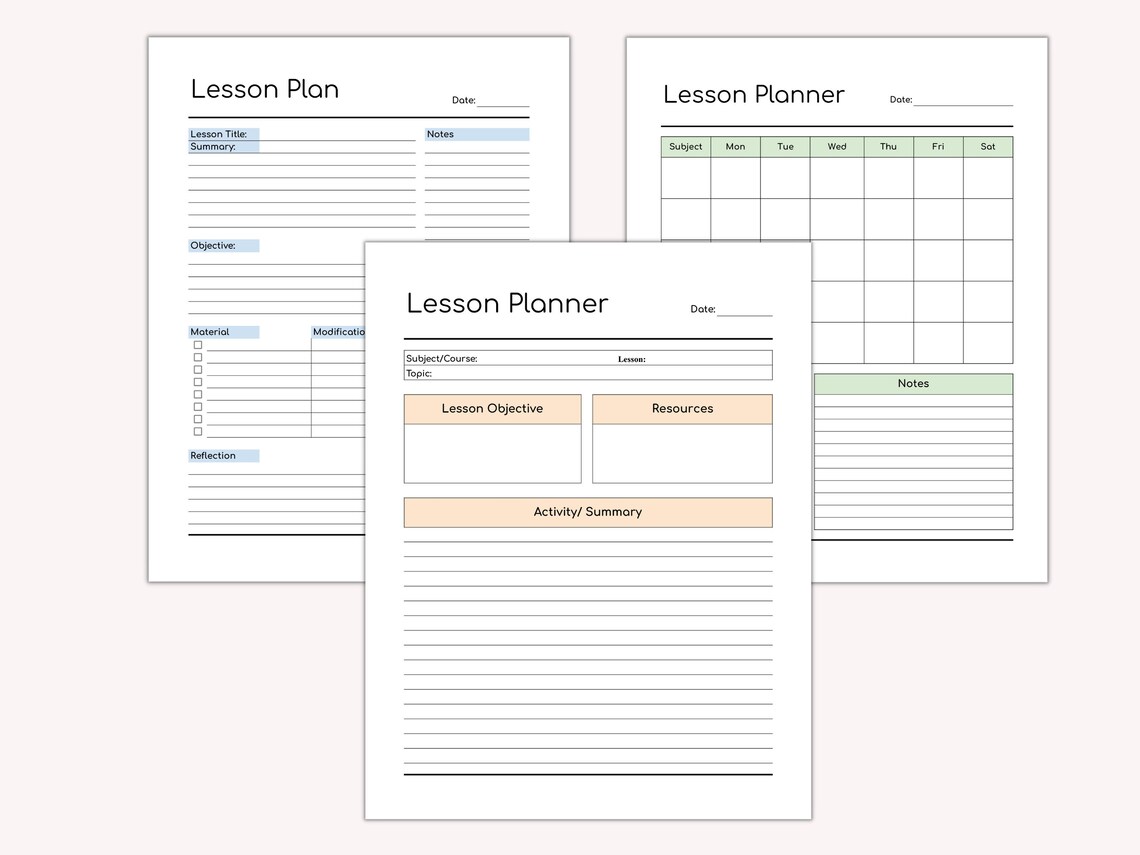 Editable LESSON Plan Template, Lesson Planner Printable, Homeschool ...