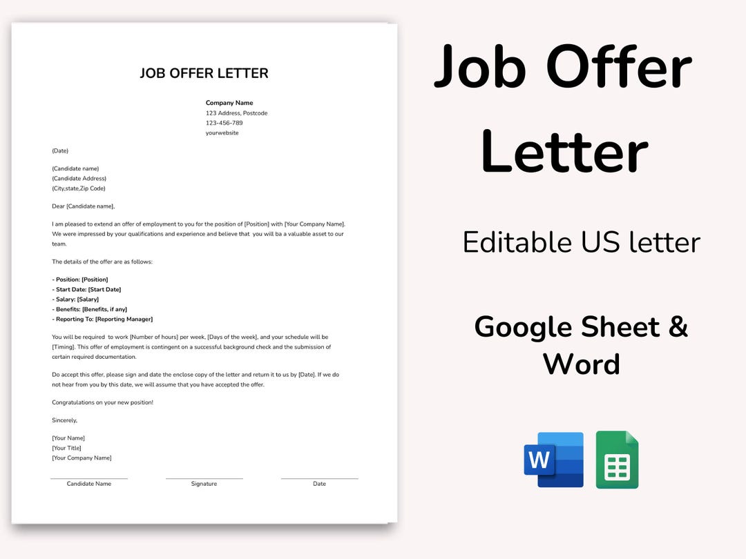 Professional Offer Letter MS Word Template, Employment Offer Letter ...